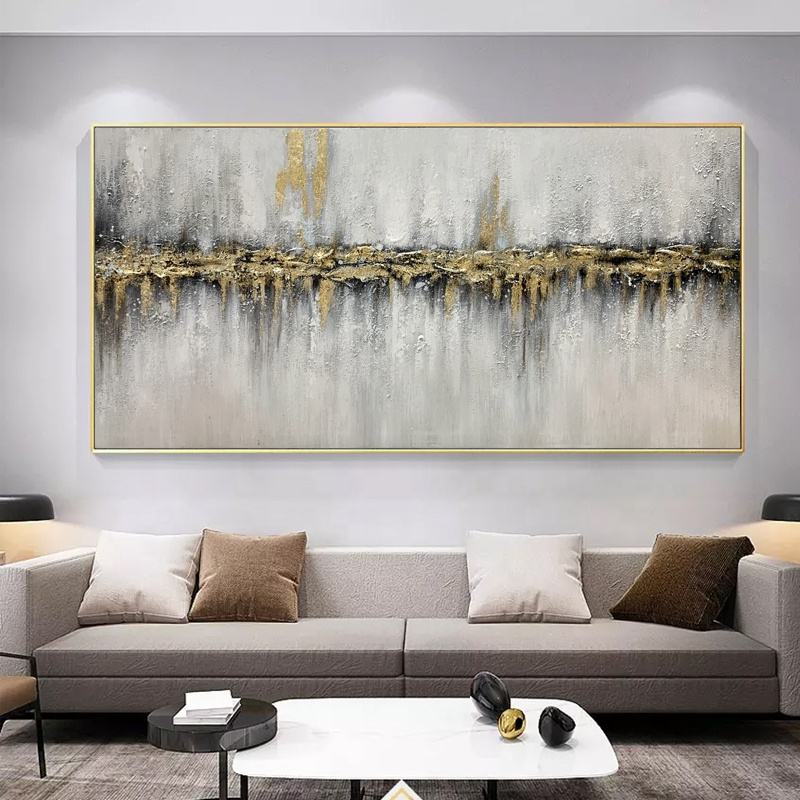Gold Horizontal Abstract Wall Art - Abstract Canvas Art