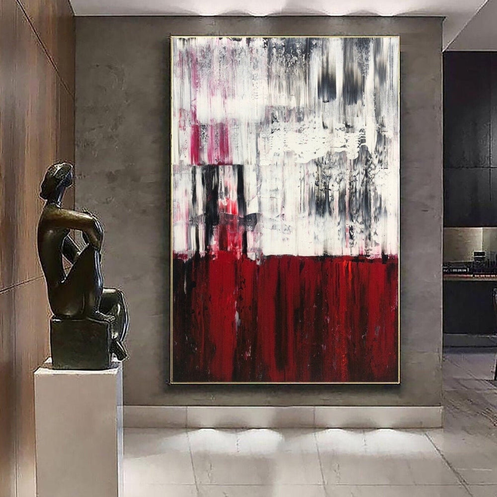 Red Abstract Painting - Red Abstract Wall Painting