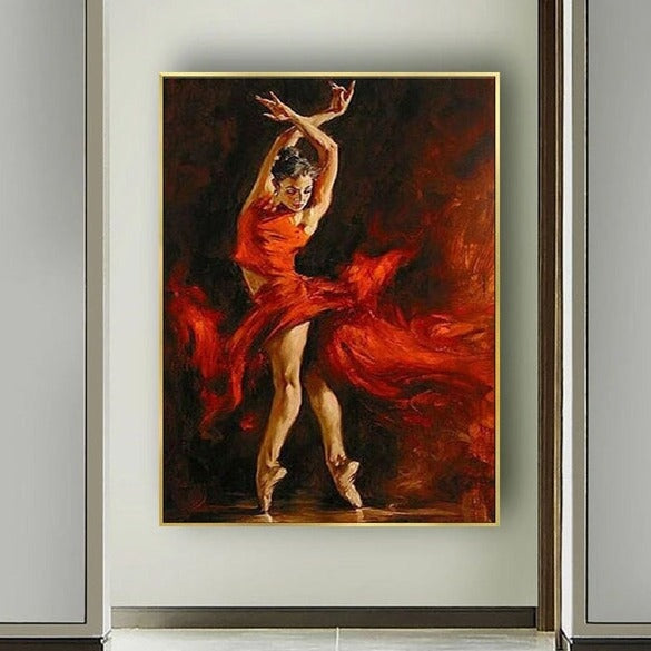 Red Ballerina Abstract Wall Art - Red Ballerina Abstract Art