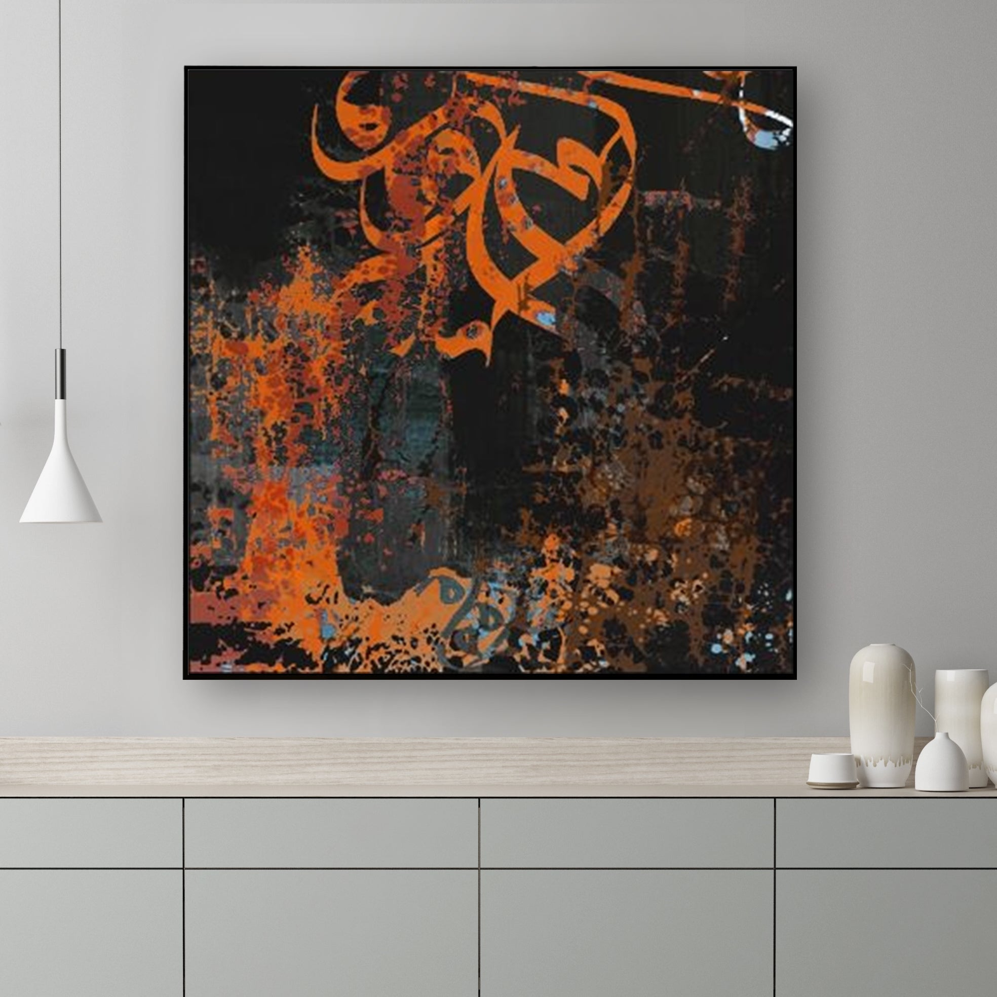 Orange Calligraphy Graffiti Painting - Orange Calligraphy Painting
